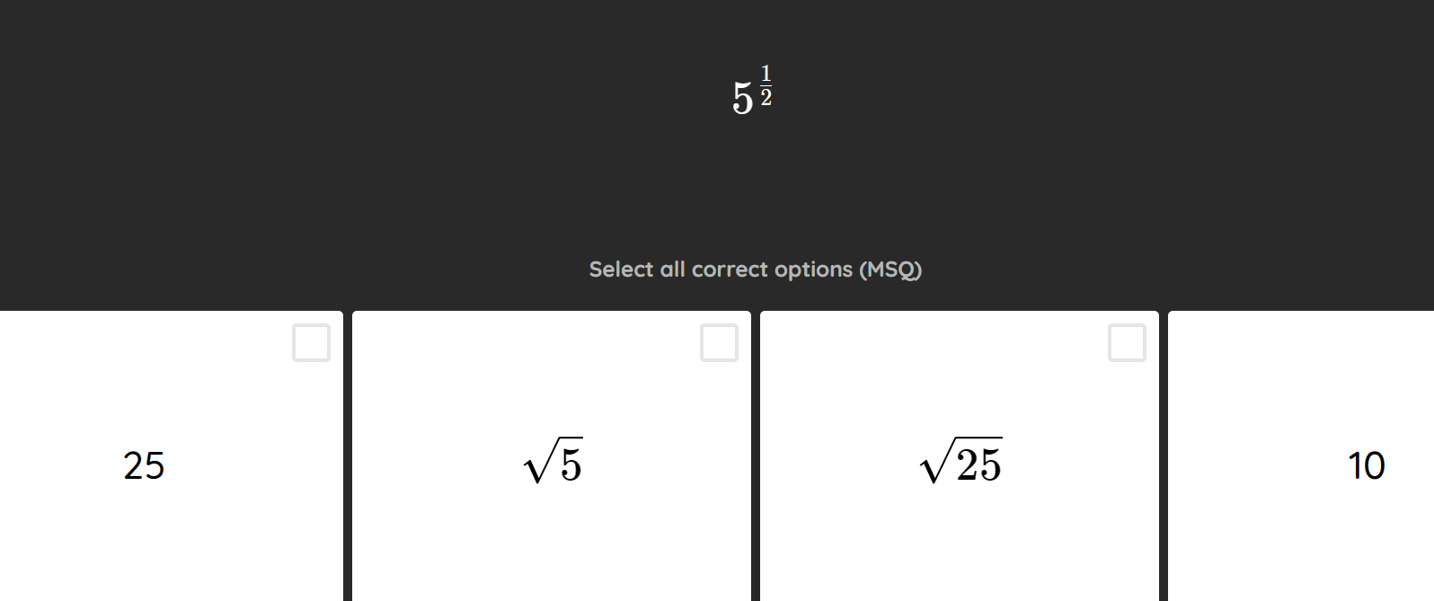Solved 512Select all correct options (MSQ)25255225210 | Chegg.com