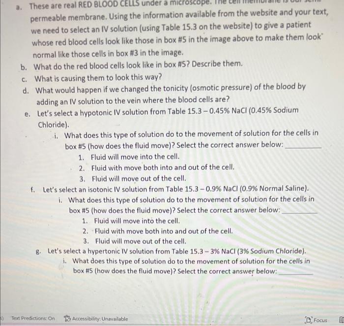 Solved a. These are real RED BLOOD CELLS under a microscope. | Chegg.com