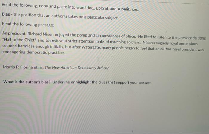 Read the following, copy and paste into word doc., | Chegg.com