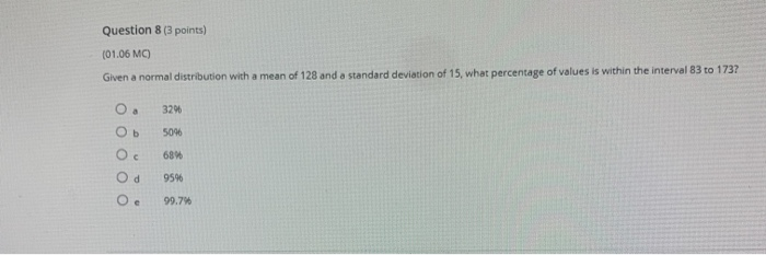 Solved Question 8 (3 points) (01.06 MC) Given a normal | Chegg.com