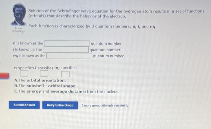 Solved Solution of the Schrodinger wave equation for the | Chegg.com
