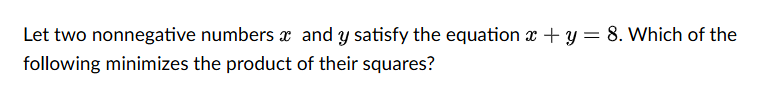 Solved Let two nonnegative numbers \( ﻿x \) ﻿and \( ﻿y \) | Chegg.com