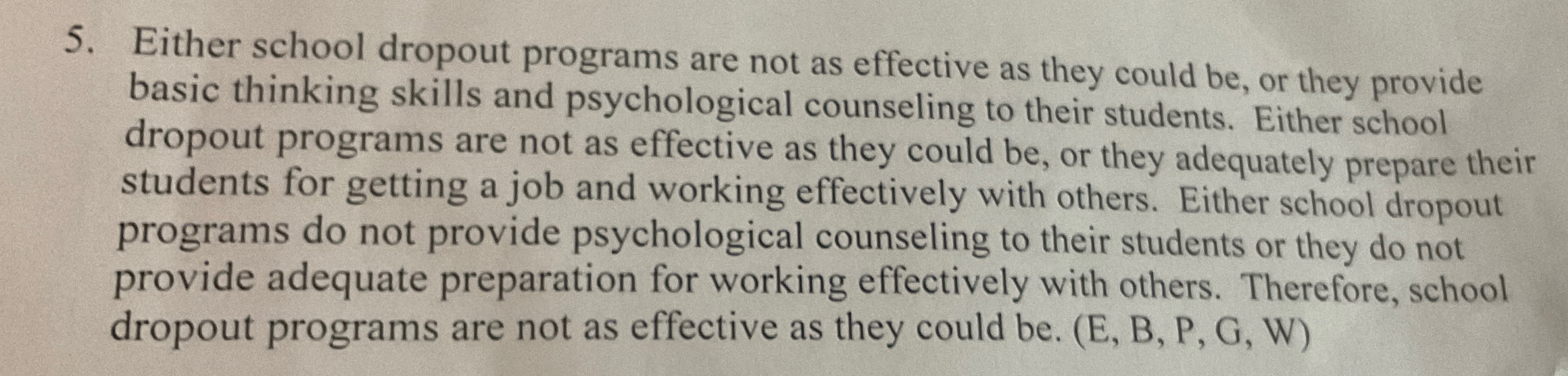 Solved Either school dropout programs are not as effective | Chegg.com