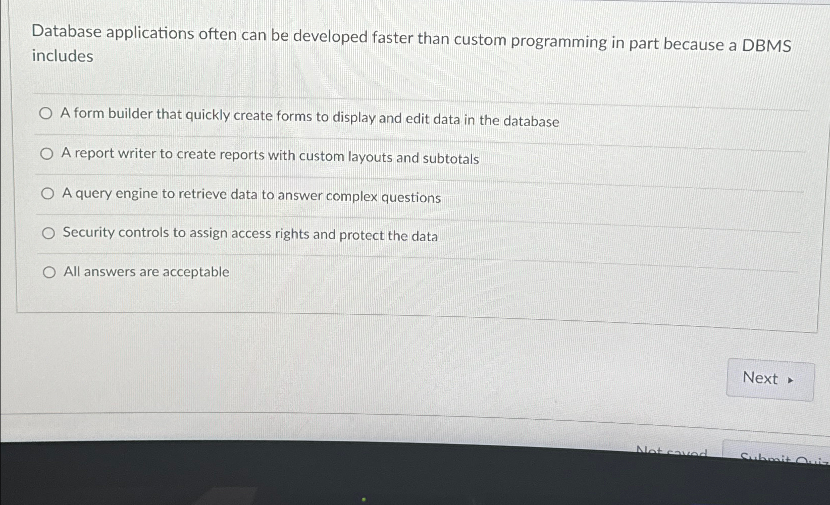Solved Database applications often can be developed faster | Chegg.com