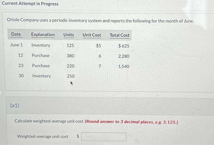 Solved Current Attempt in Progress Oriole Company uses a | Chegg.com