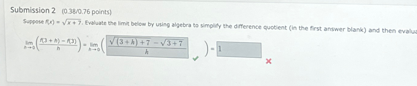 Solved Submission 2 (0.38/0.76 ﻿points)Suppose f(x)=x+72. | Chegg.com