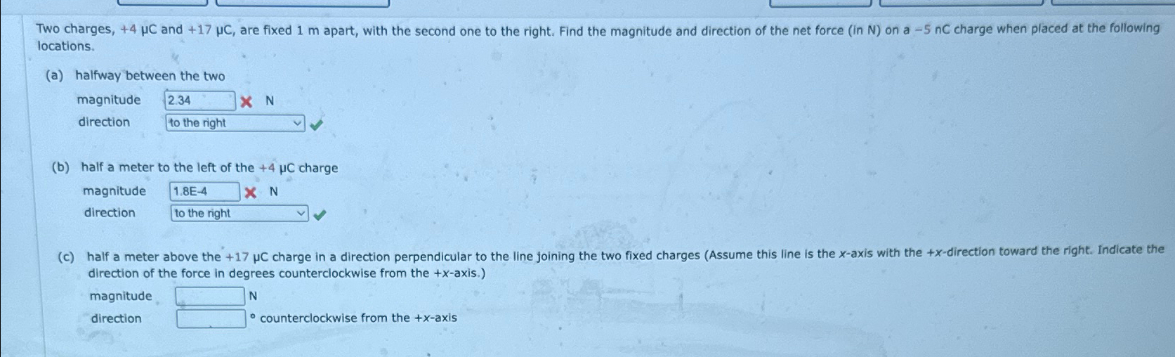 Solved Two charges, +4μC ﻿and +17μC, ﻿are fixed 1m ﻿apart, | Chegg.com