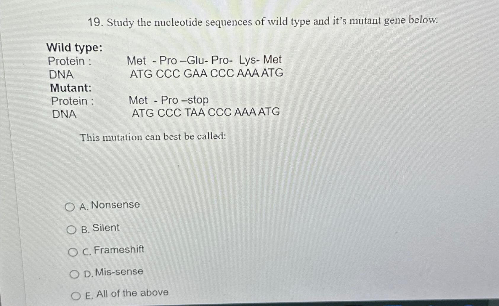 Solved Study the nucleotide sequences of wild type and it's | Chegg.com