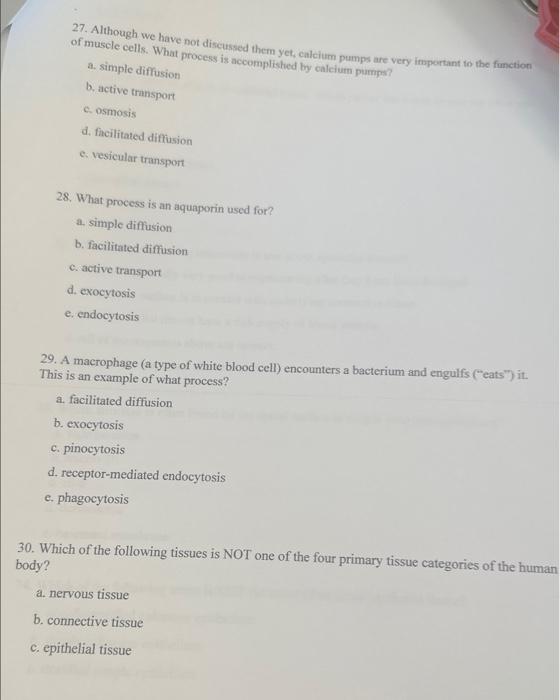 Solved 27. Although we have not discussed them yet, calcium | Chegg.com