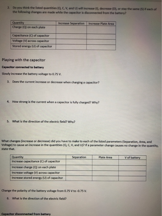 Solved Capacitor Lab Name: Click on 'Capacitance'. Take a | Chegg.com