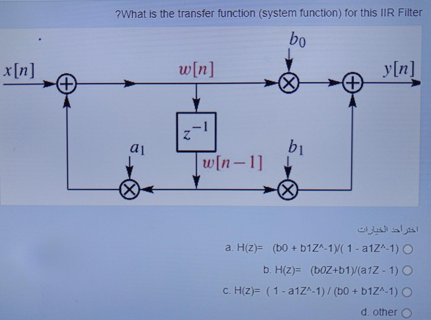 Solved What is the transfer function (system function) for | Chegg.com