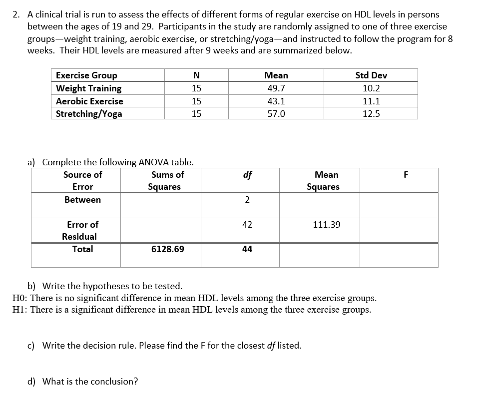 Solved A clinical trial is run to assess the effects of | Chegg.com