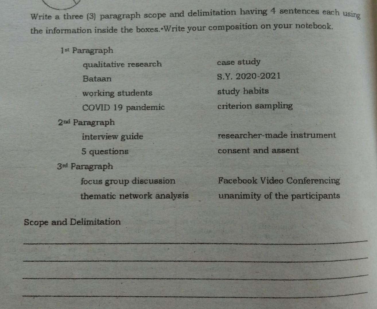 write-a-three-3-paragraph-scope-and-delimitation-chegg