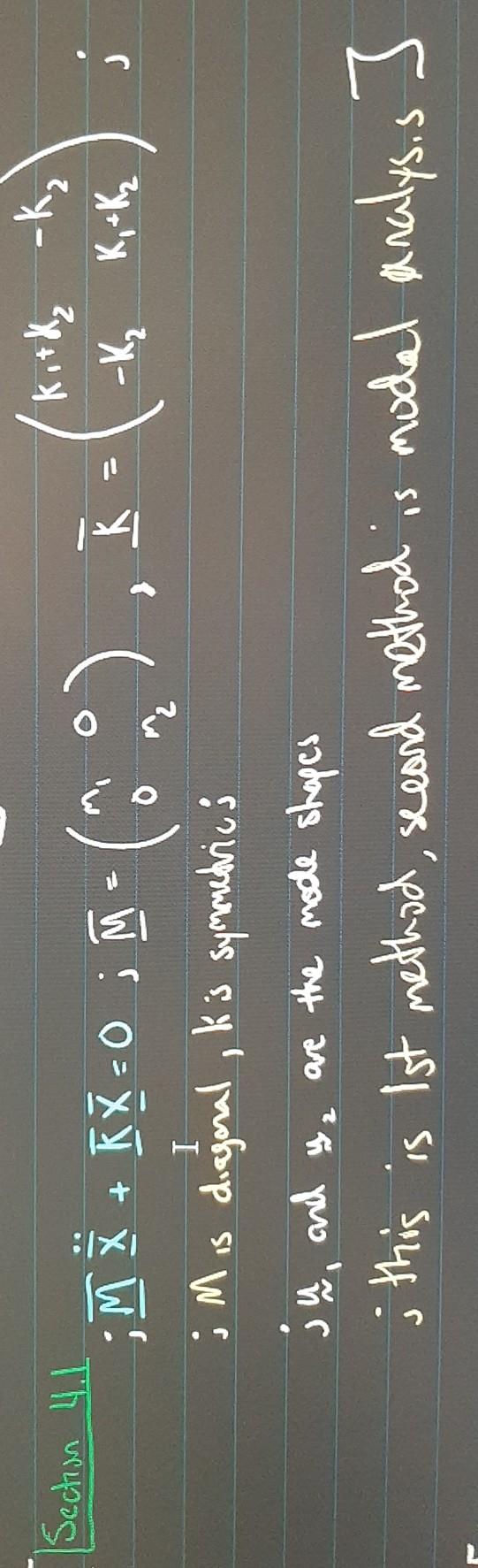 Solved natural frequency is omega n, mode shapes are u1 and | Chegg.com
