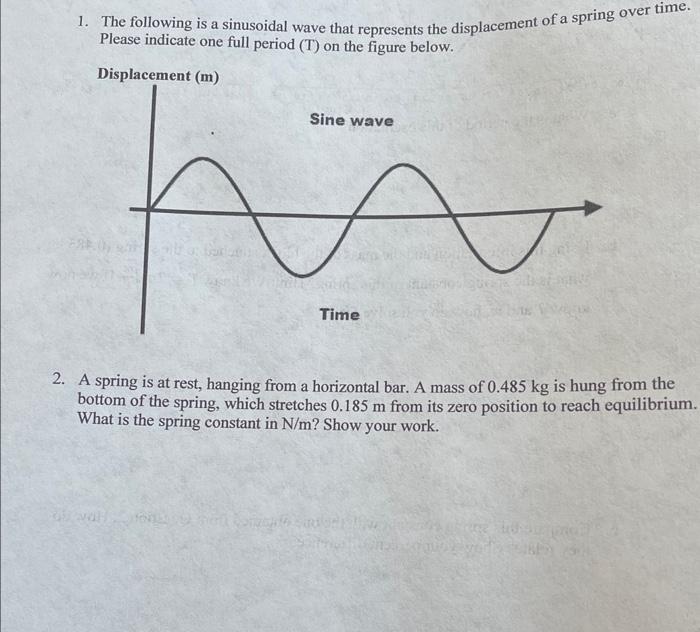 Solved 1. The following is a sinusoidal wave that represents | Chegg.com