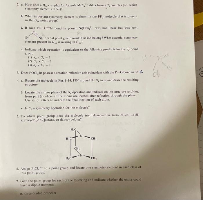 Solved 2. a. How does a D2d complex for formula MCl42− | Chegg.com