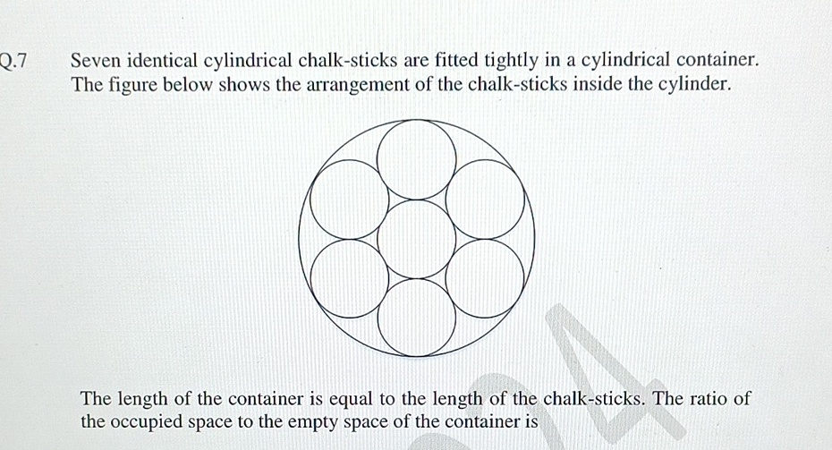Solved Q. 7 ﻿Seven identical cylindrical chalk-sticks are | Chegg.com