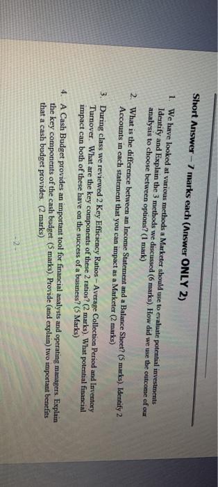 Solved Short Answer - 7 marks each (Answer ONLY 2) 1. We | Chegg.com