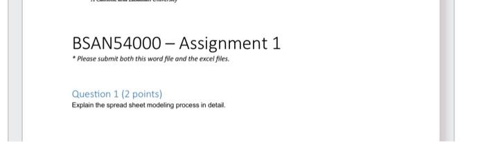 Solved BSAN54000 - Assignment 1 "Please submit both this | Chegg.com