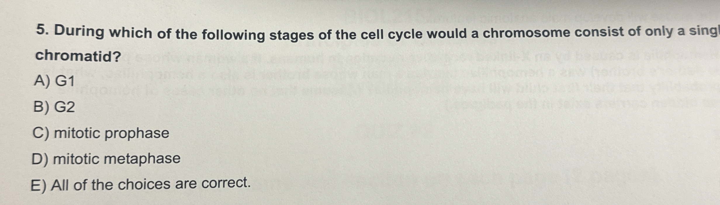 Solved During which of the following stages of the cell | Chegg.com