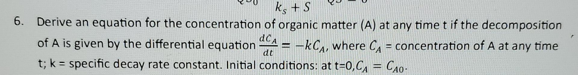 Solved Derive an equation for the concentration of organic | Chegg.com