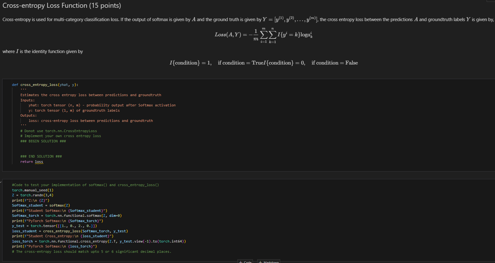 Solved Cross-entropy Loss Function (15 | Chegg.com