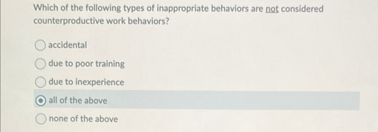 Solved Which of the following types of inappropriate | Chegg.com