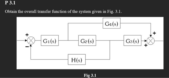 Solved P 3.1 Obtain the overall transfer function of the | Chegg.com