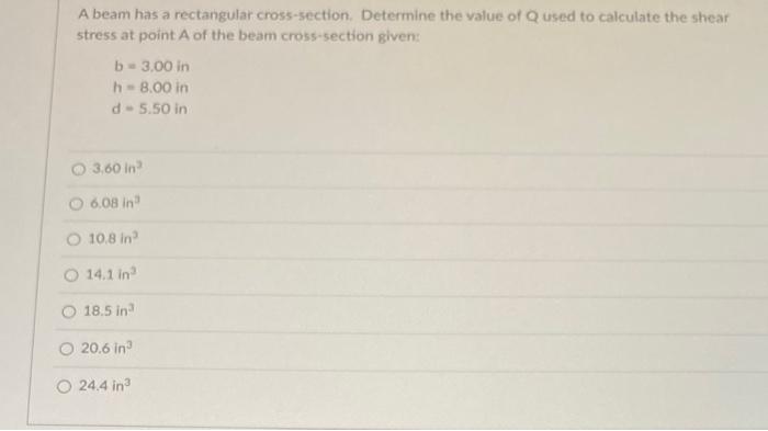 Solved A beam has a rectangular cross-section. Determine the | Chegg.com