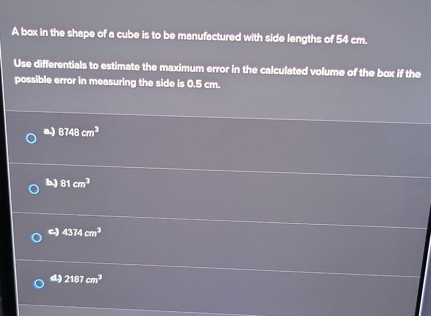 Solved A box in the shape of a cube is to be manufactured | Chegg.com