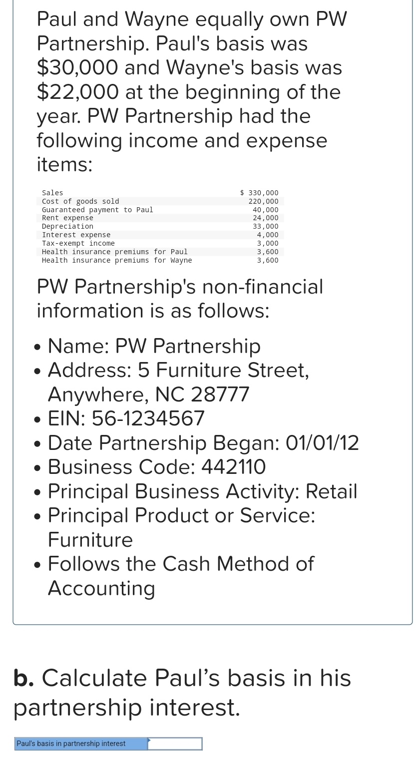 Solved Paul and Wayne equally own PWPartnership. Paul's | Chegg.com