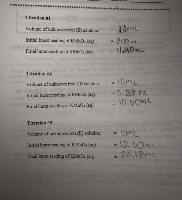 Solved Experiment 9: ANALYSIS OF AN IRON (ll) SOLUTION BY | Chegg.com