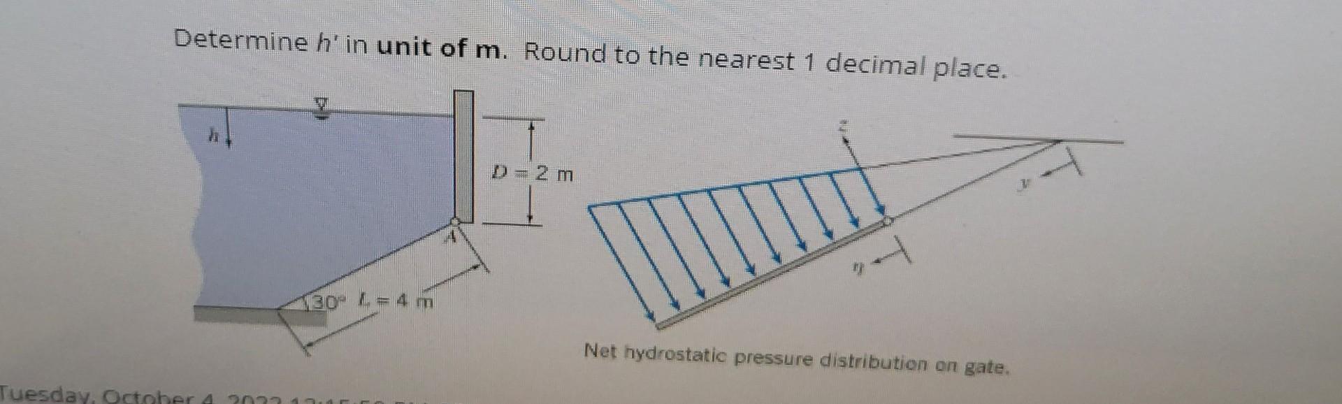 Solved Determine h′ in unit of m. Round to the nearest 1 | Chegg.com