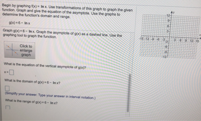 Solved 12- Begin by graphing f(x) = In x. Use | Chegg.com