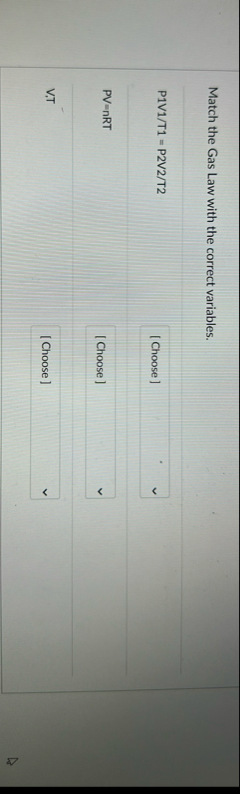 Solved Match the Gas Law with the correct | Chegg.com