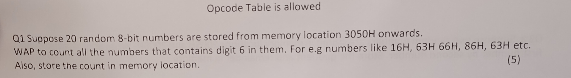 Solved Opcode Table is allowedQ1 ﻿Suppose 20 ﻿random 8 -bit | Chegg.com