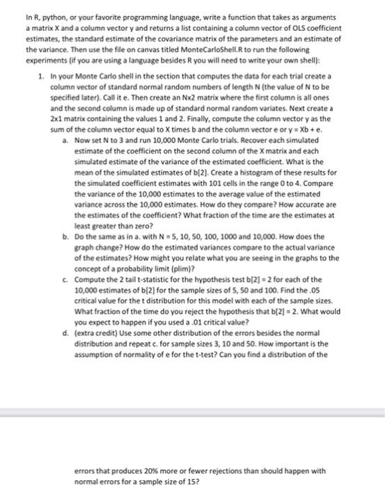 In R. python, or your favorite programming language, | Chegg.com