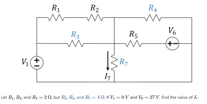 Solved R4 R2 R1 W WW V6 R3 (+-) R7 17 Let R, R2, and R, = 2 | Chegg.com