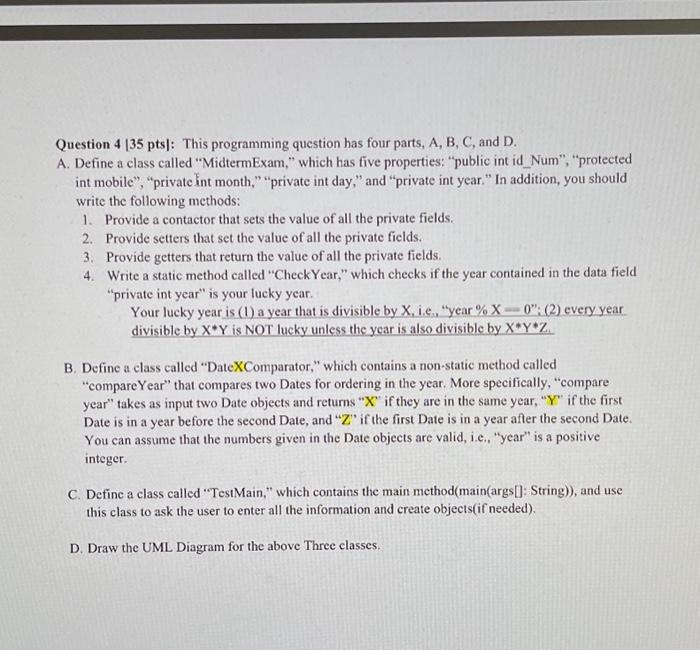 Solved Question 4 [35 pts]: This programming question has | Chegg.com