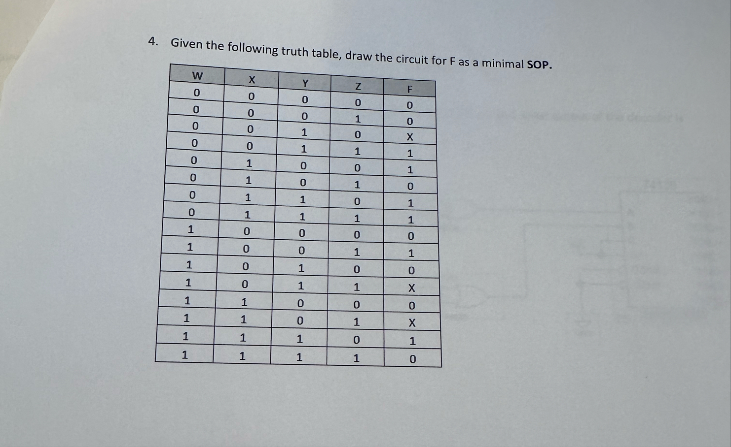 Given the following truth table, draw the circuit for | Chegg.com