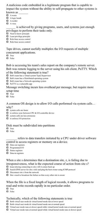 Solved A malicious code embedded in a legitimate program | Chegg.com