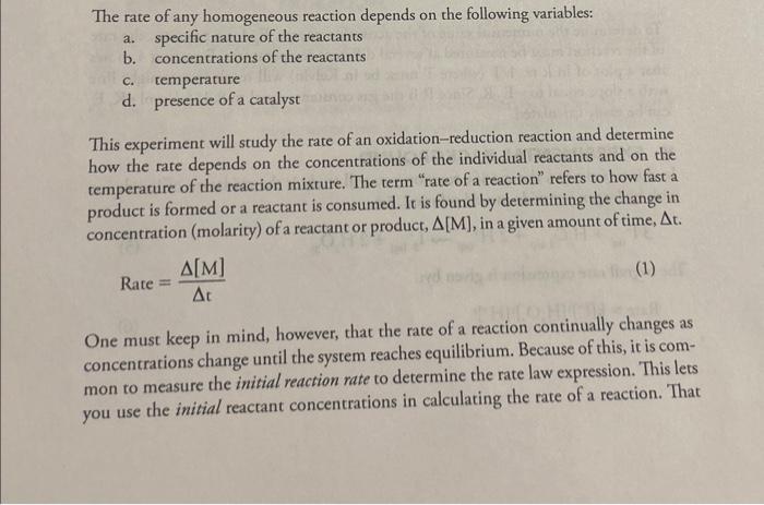 Part I. Use the method of initial rates and determine | Chegg.com