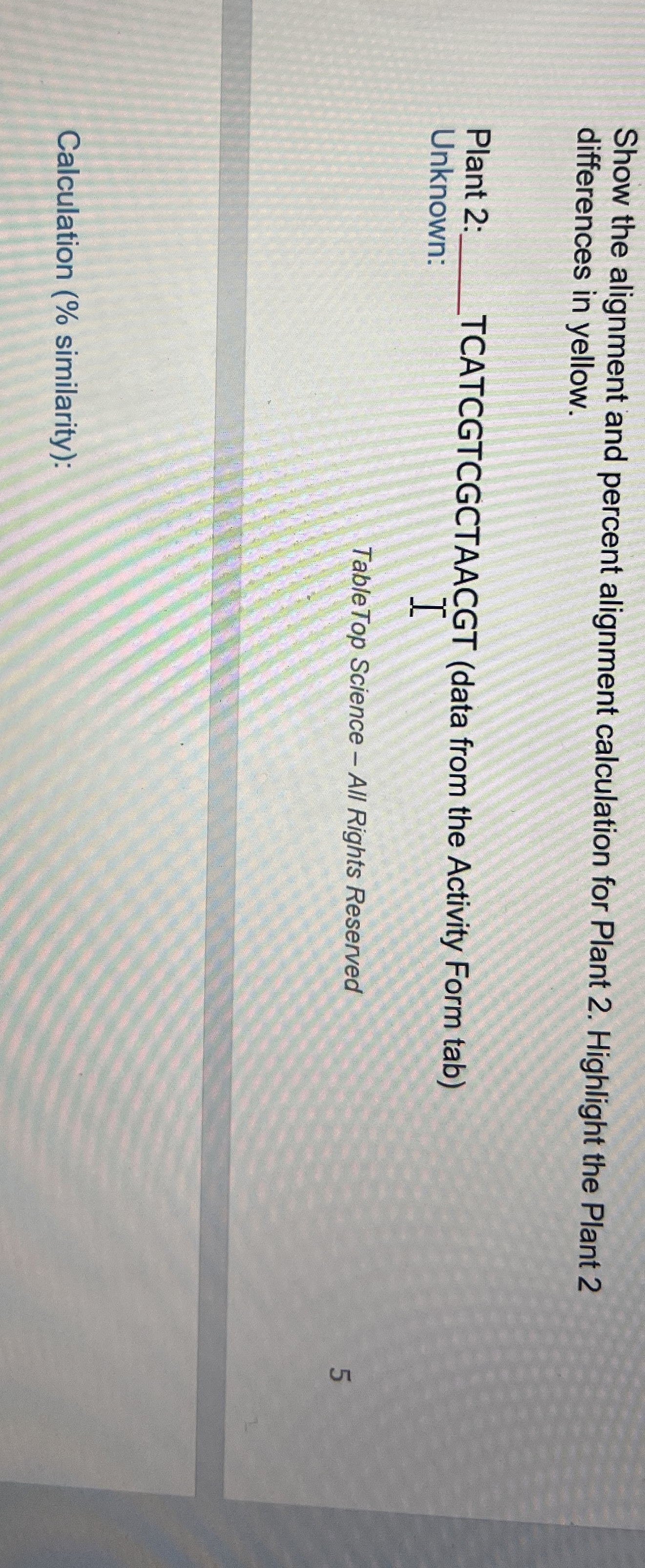 Solved Show the alignment and percent alignment calculation | Chegg.com