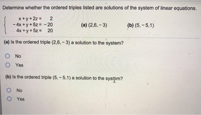 Solved Determine whether the ordered triples listed are | Chegg.com