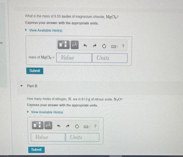 Solved Learning Goal: To convert between mass and number of | Chegg.com