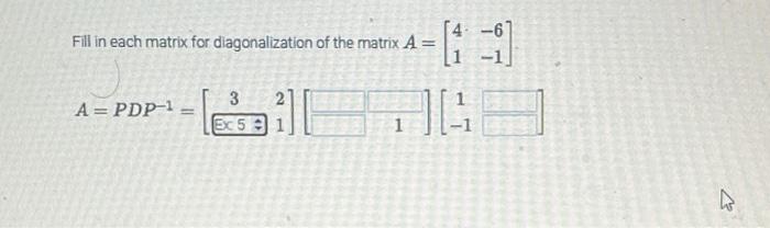 Solved 4-6 Fill in each matrix for diagonalization of the | Chegg.com
