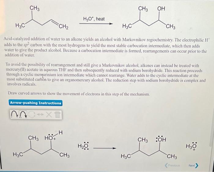 Solved CH3 CH3 OH H2O*, heat H3C CH2 H3C CH3 Acid-catalyzed | Chegg.com