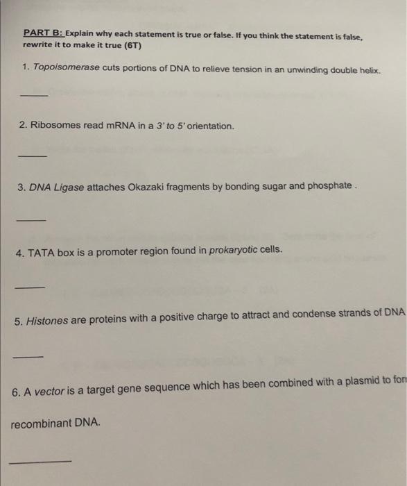 Solved PART B: Explain why each statement is true or false. | Chegg.com Solved PART B: Explain why each statement is true or false. | Chegg.com