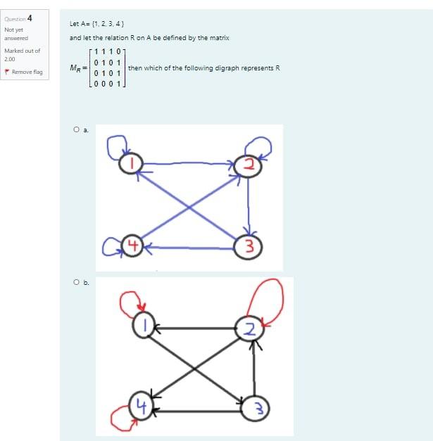 Solved Ques4 Not yet answered Marked out of 2.00 Let A= | Chegg.com