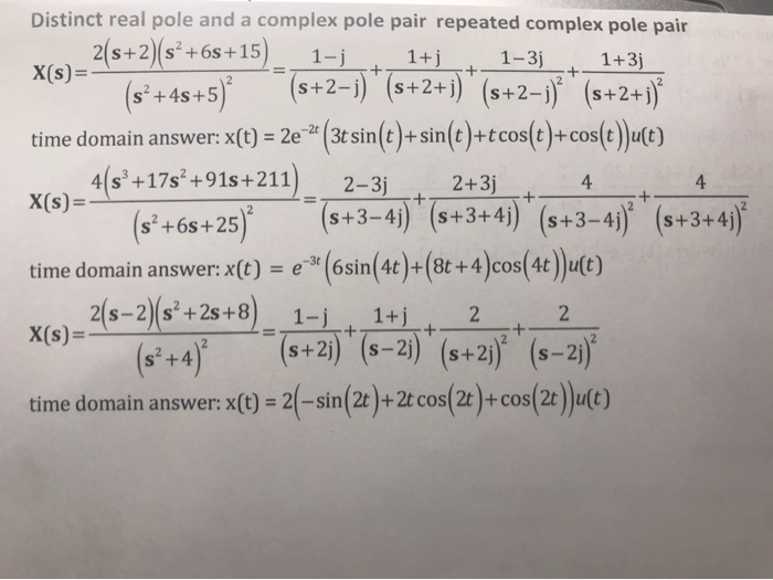 Solved + + + 4 4 + + Distinct real pole and a complex pole | Chegg.com